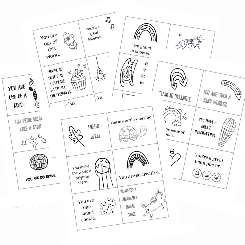 Compliment Cards | Kindness Cards to Color | Printable Positivity Cards ...