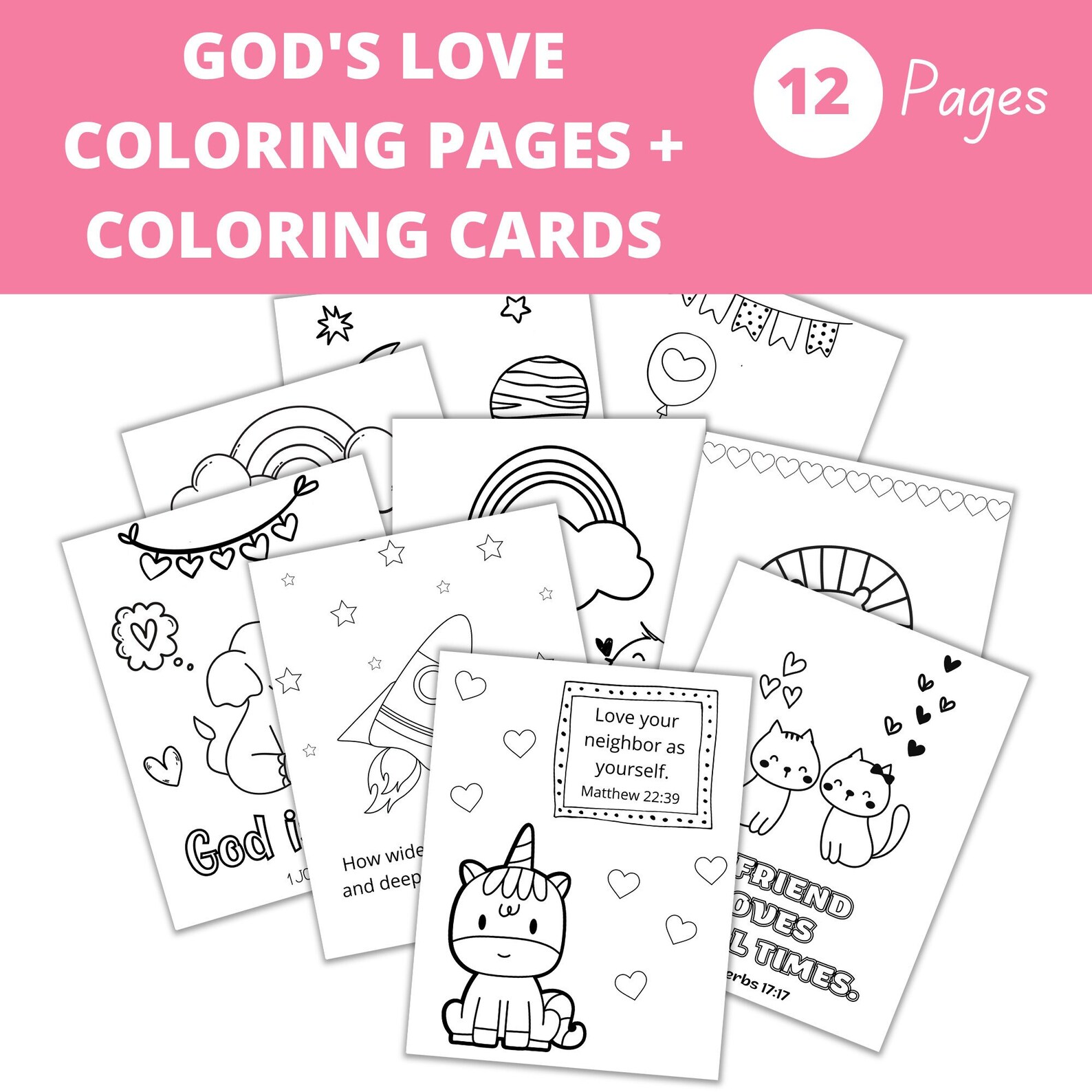 God's Love Coloring Pages | Valentines Coloring Cards | Bible Verses ...