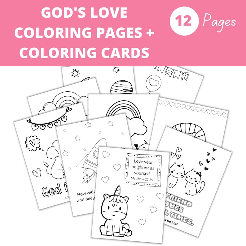 God's Love Coloring Pages | Valentines Coloring Cards | Bible Verses ...