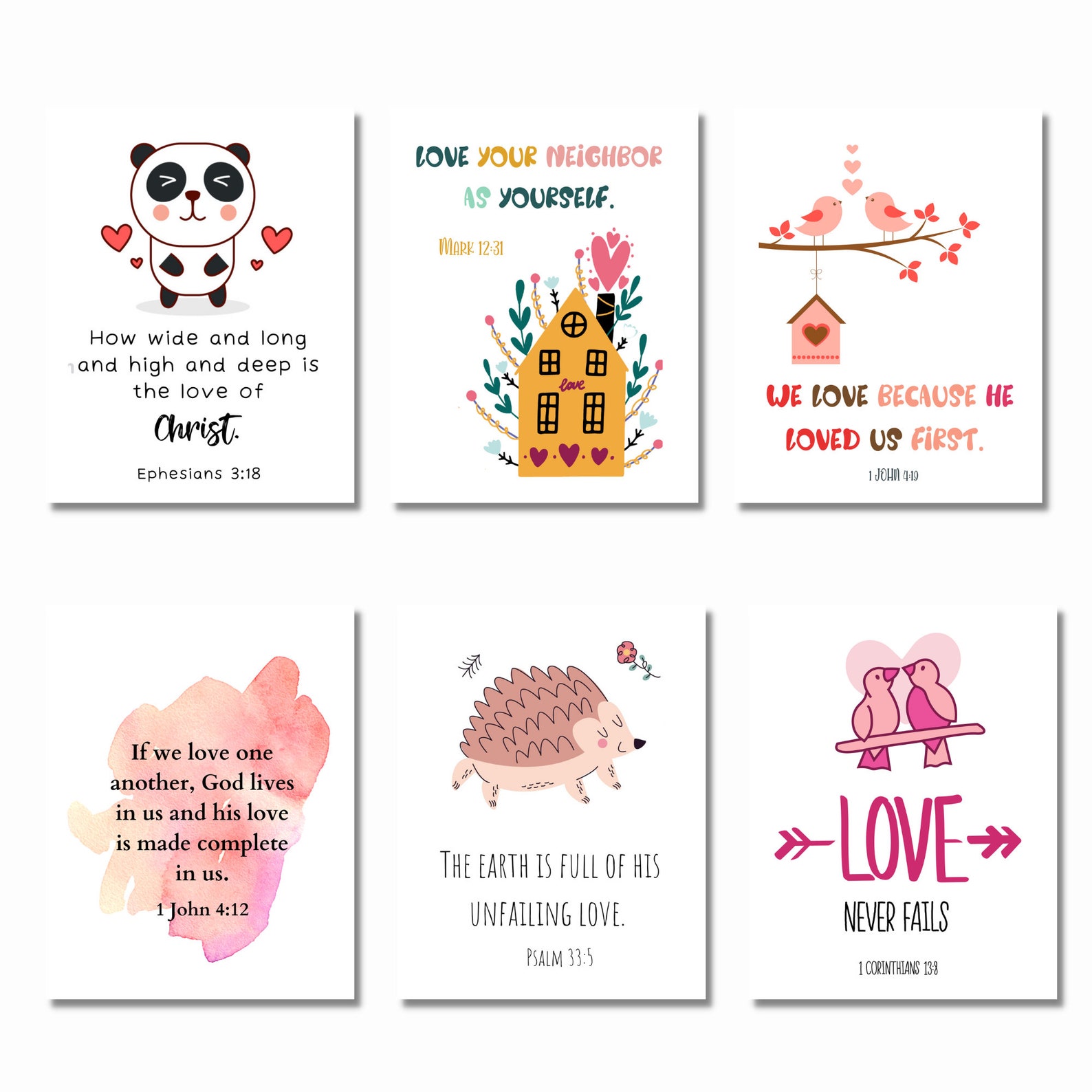 God's Love Bible Verse Prints Printable Scripture Art Nursery Prints ...