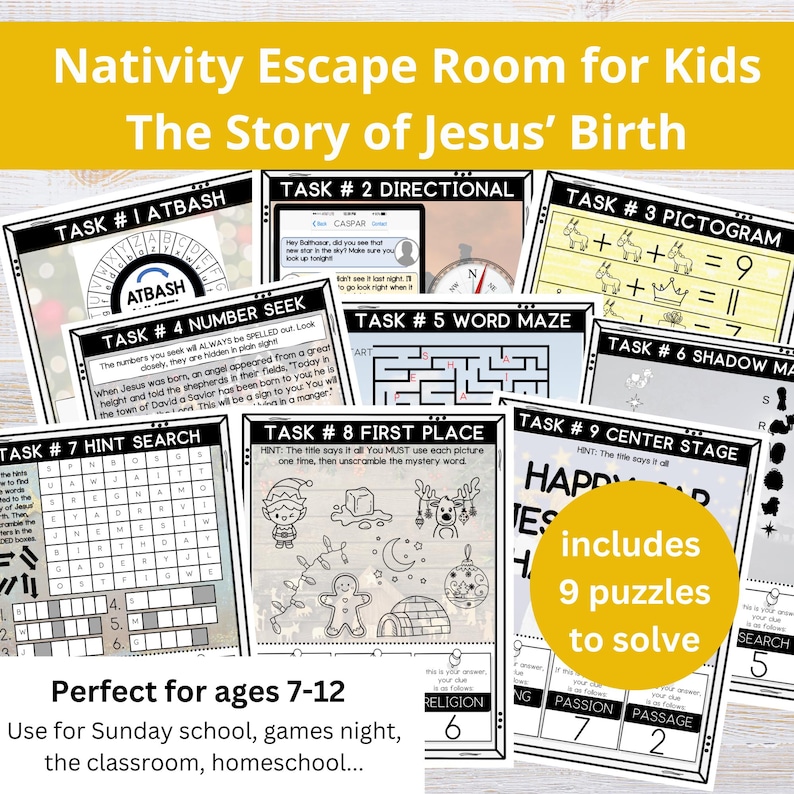 Printable Christmas Escape Room for Kids | Nativity Christmas Escape ...