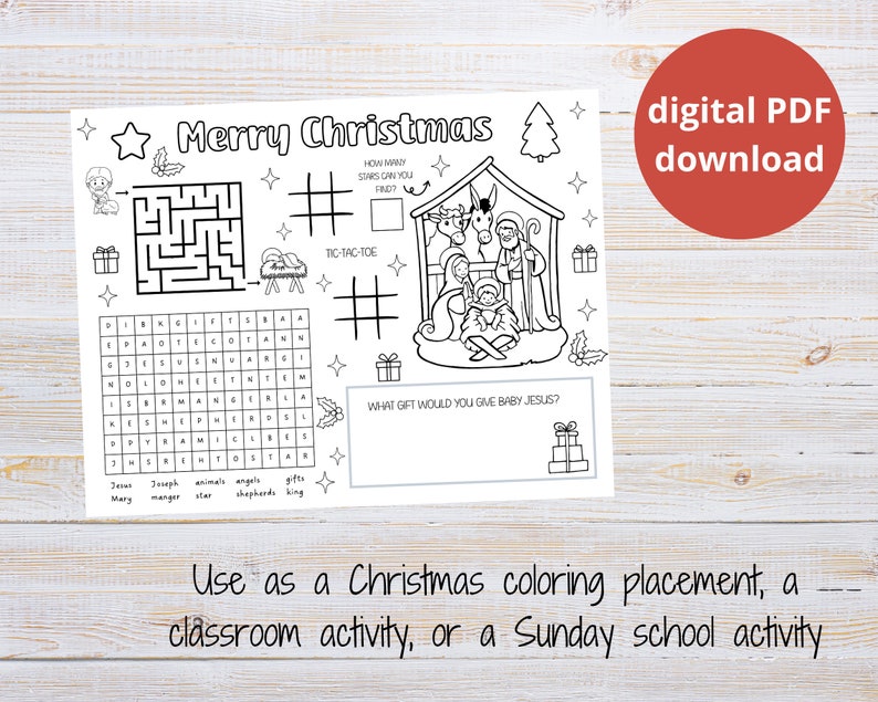 Nativity Christmas Activity Placement | Christmas Coloring Sheet ...