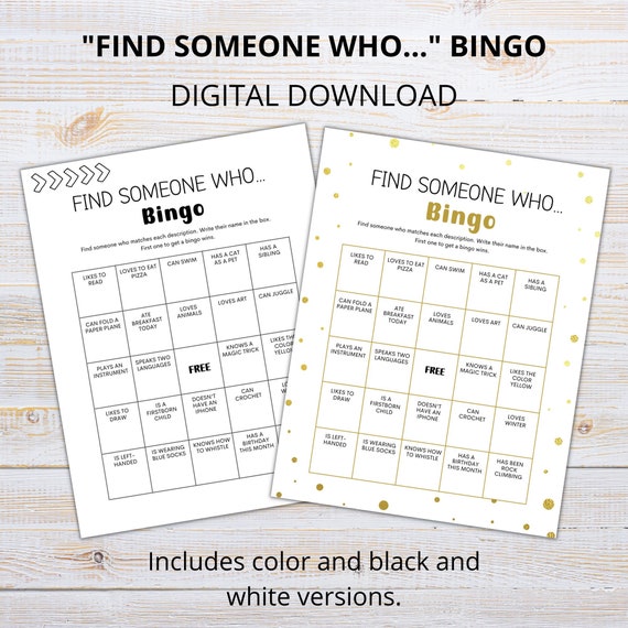 Find Someone Who Bingo Game Icebreaker Printable Name Game - Etsy