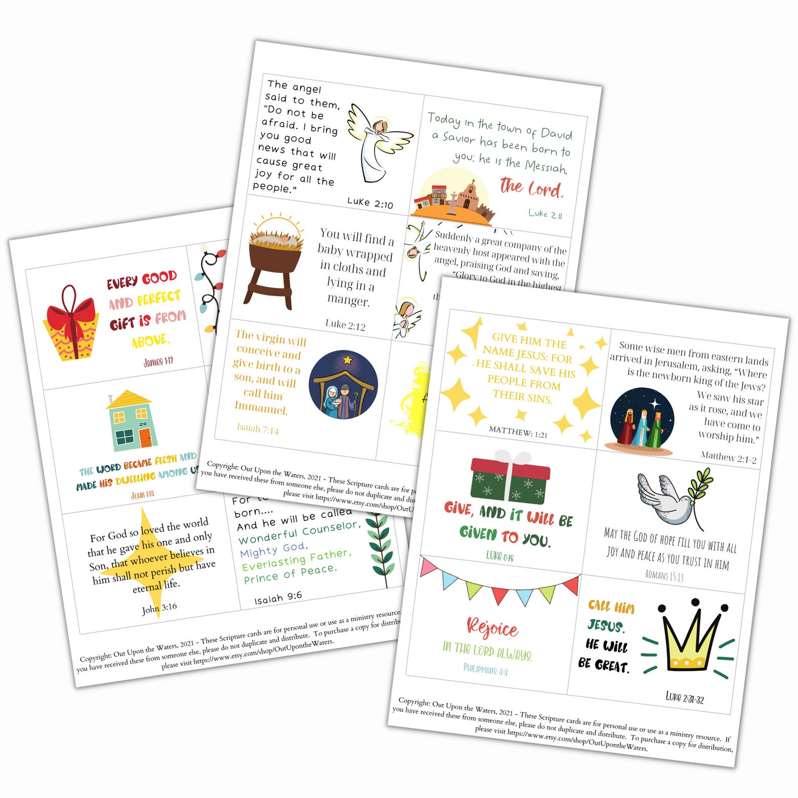 Christmas Bible Verse Note Cards | Printable Scripture Cards for Kids ...
