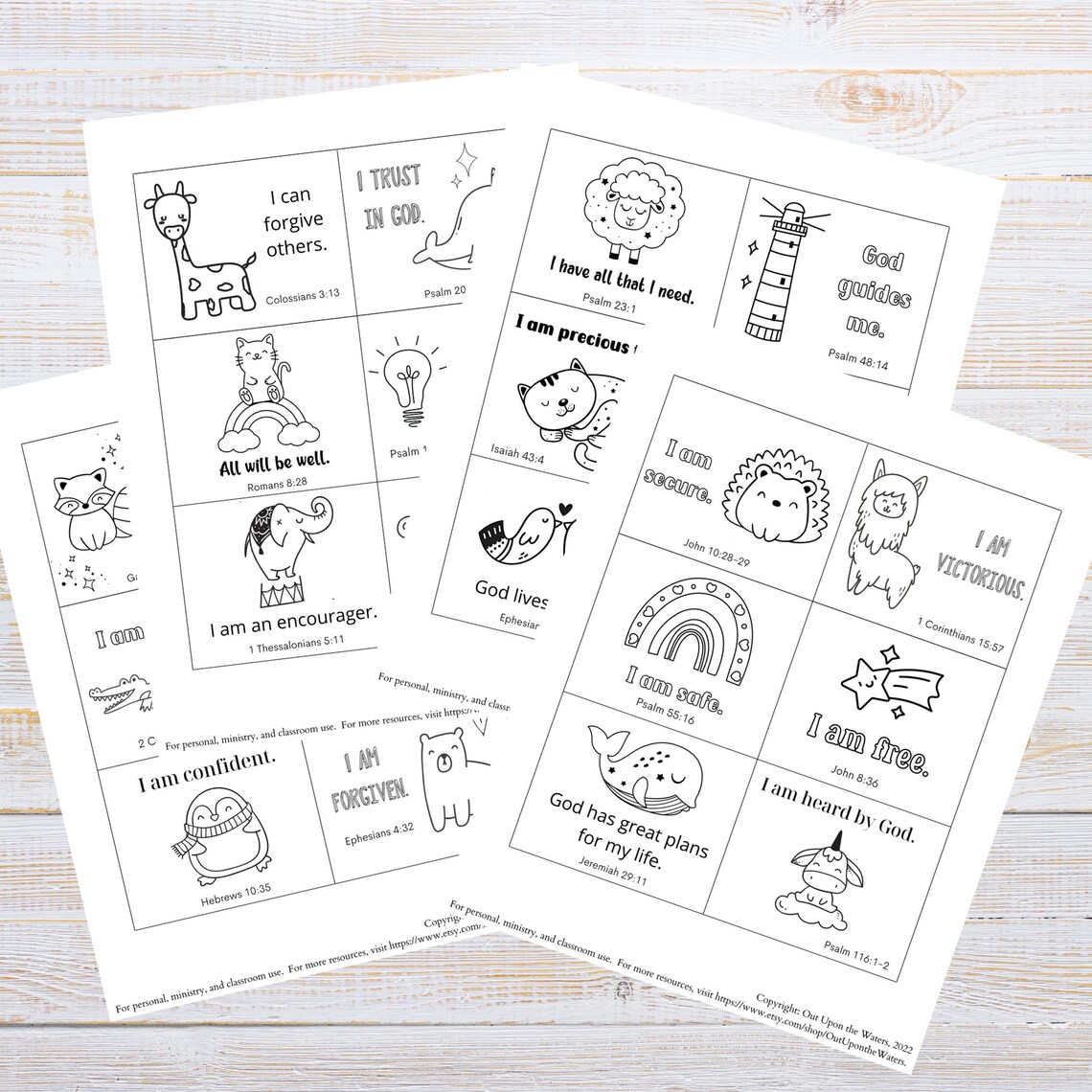 Biblical Affirmations for Kids | Bible Affirmation Cards to Color ...