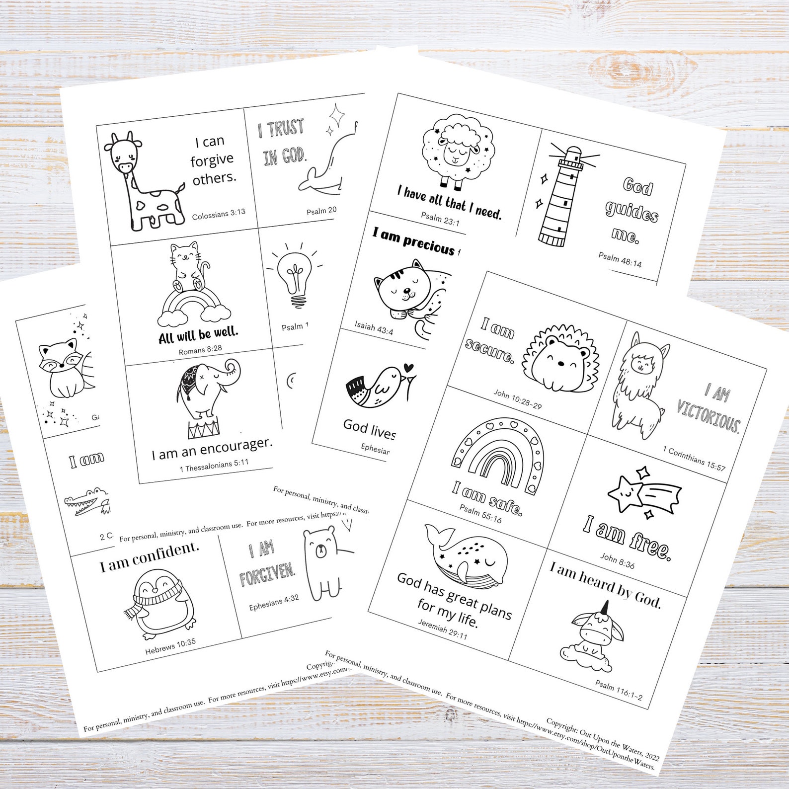 Biblical Affirmations for Kids | Bible Affirmation Cards to Color ...