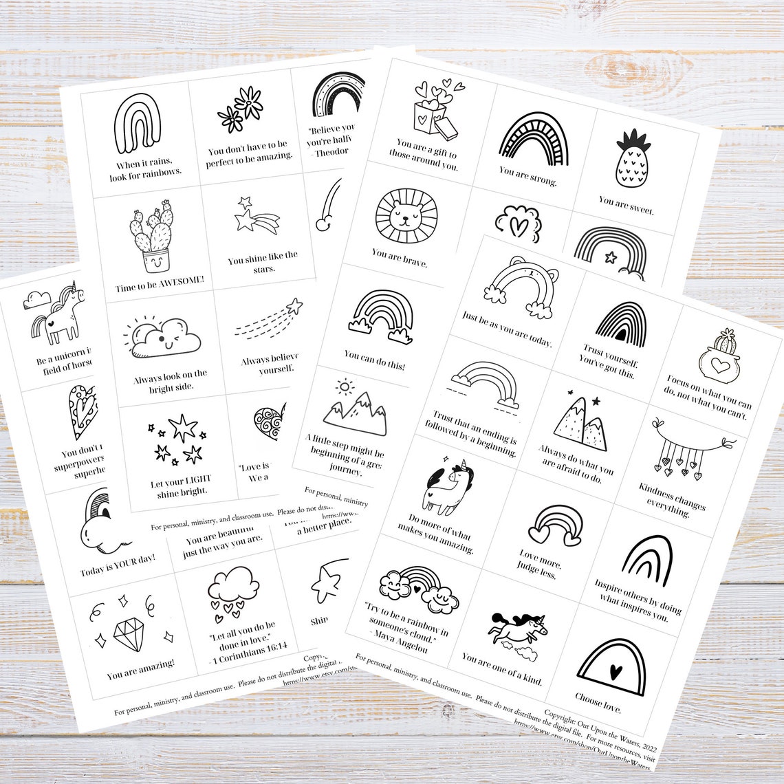 Mini Kindness Cards to Color Affirmation Cards Printable - Etsy