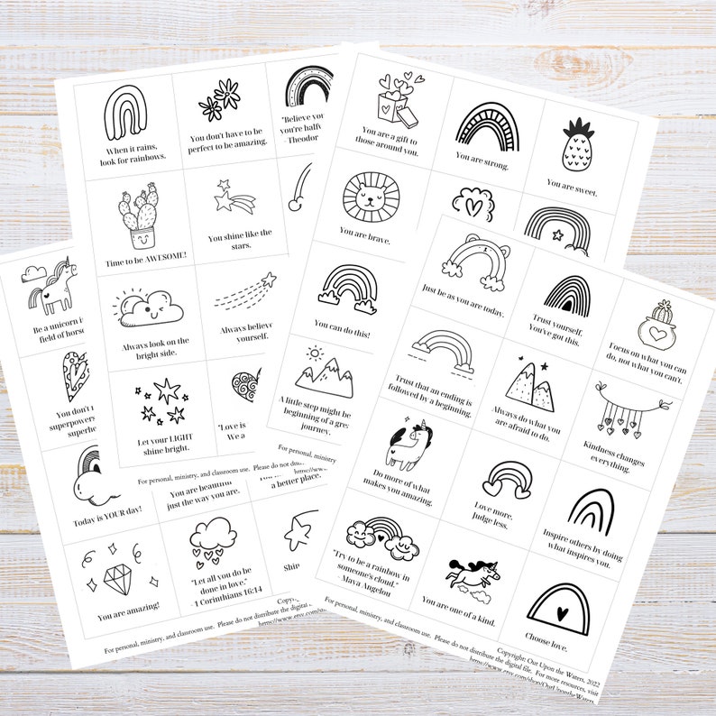 Mini Kindness Cards to Color | Affirmation Cards | Printable Kindness ...