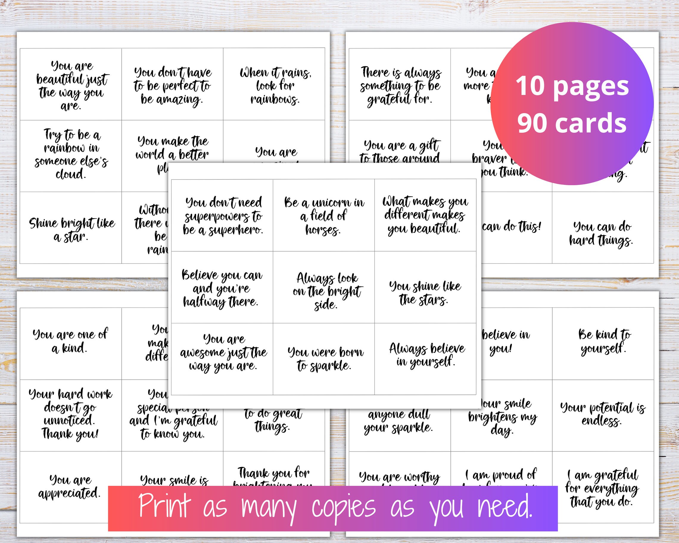 Positivity Cards | Inspirational Quotes Note Cards| Notes of ...