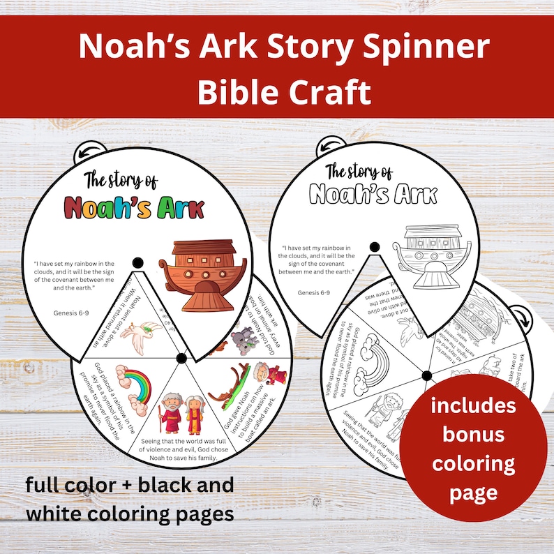 Noah's Ark Printable Bible Craft | Story Spinner | Noah's Ark Coloring ...