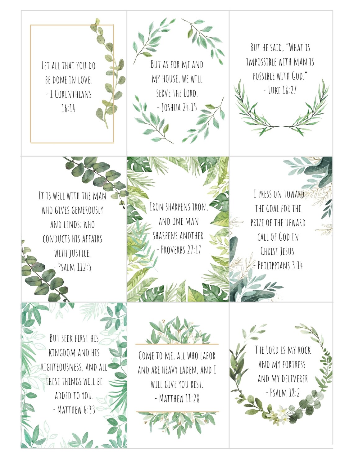 Men's Printable Bible Verse Cards Small Scripture Cards Bible Verse ...