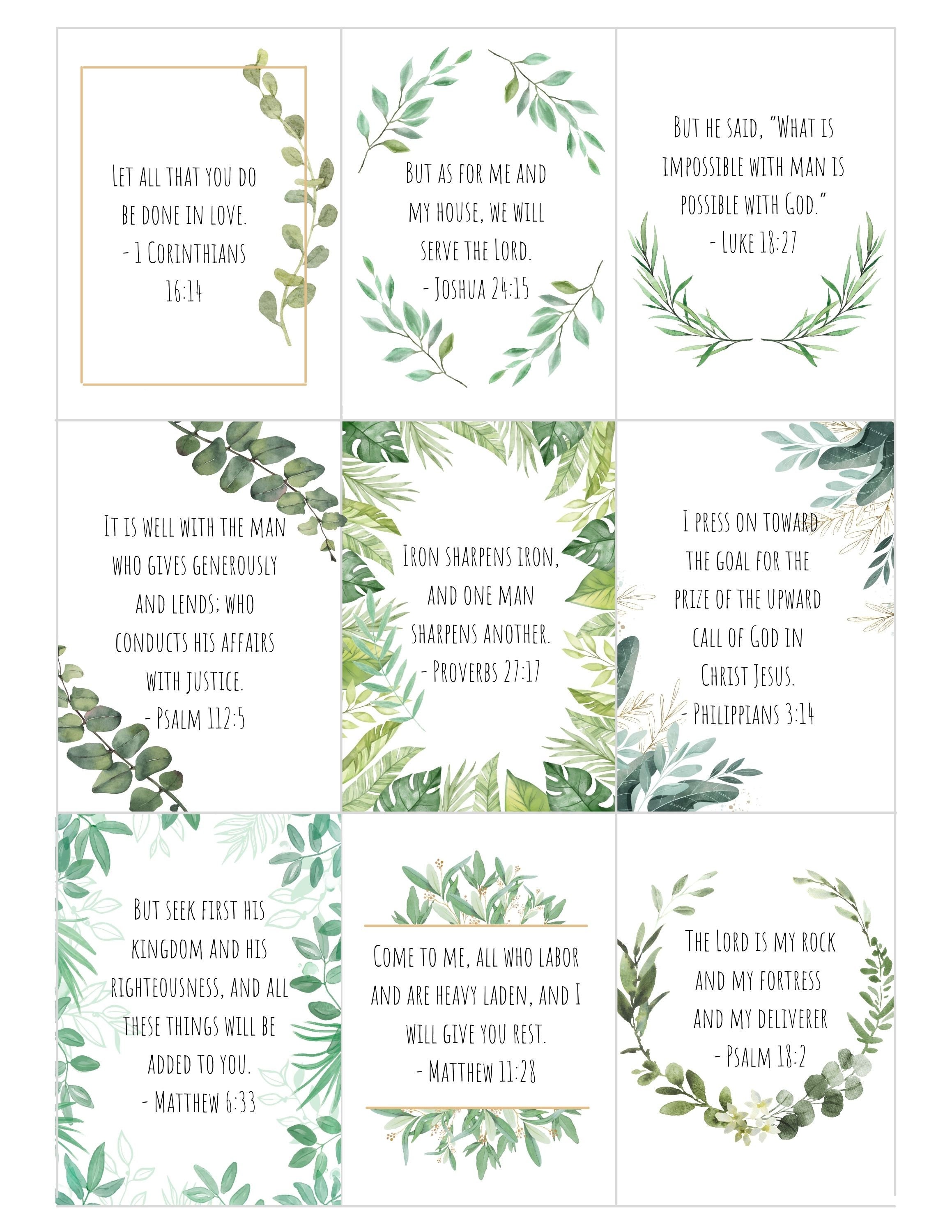 Men's Printable Bible Verse Cards | Small Scripture Cards | Bible Verse ...
