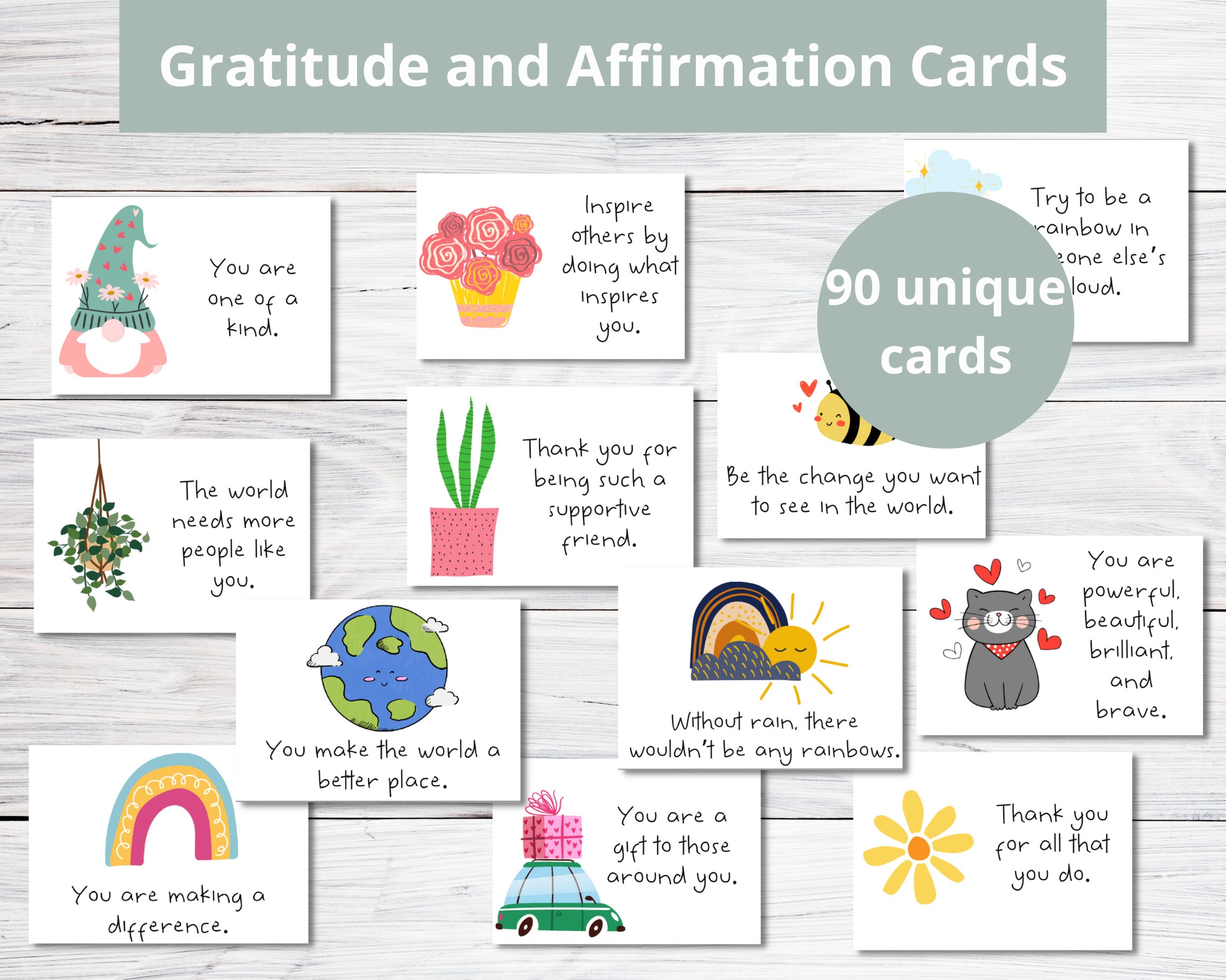 Gratitude Cards Printable | Affirmation Cards | Printable Compliment ...