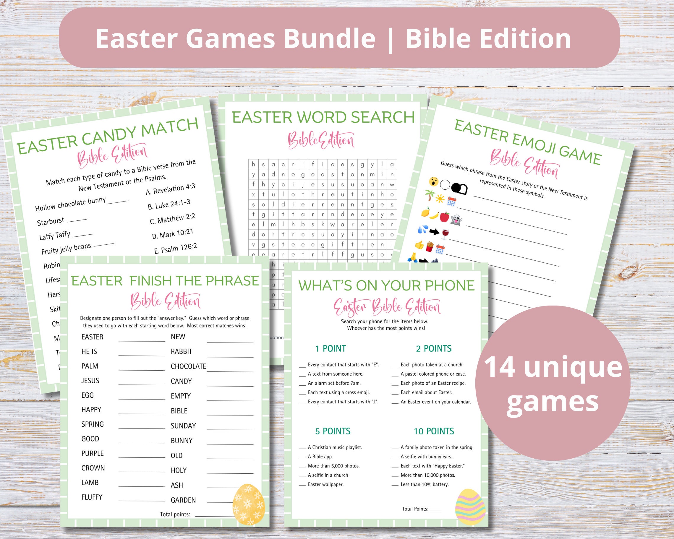 Bible Easter Games Bundle | Christian Easter Games for Kids and Adults ...