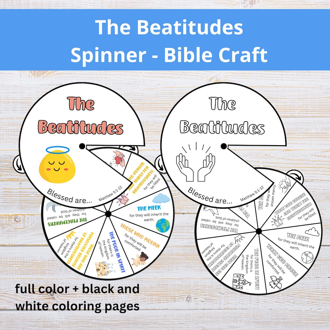 Beatitudes Bible Craft Story Spinner | Beatitudes Coloring Page ...