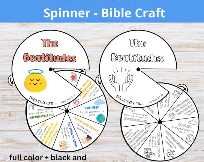 Beatitudes Bible Craft Story Spinner | Beatitudes Coloring Page ...