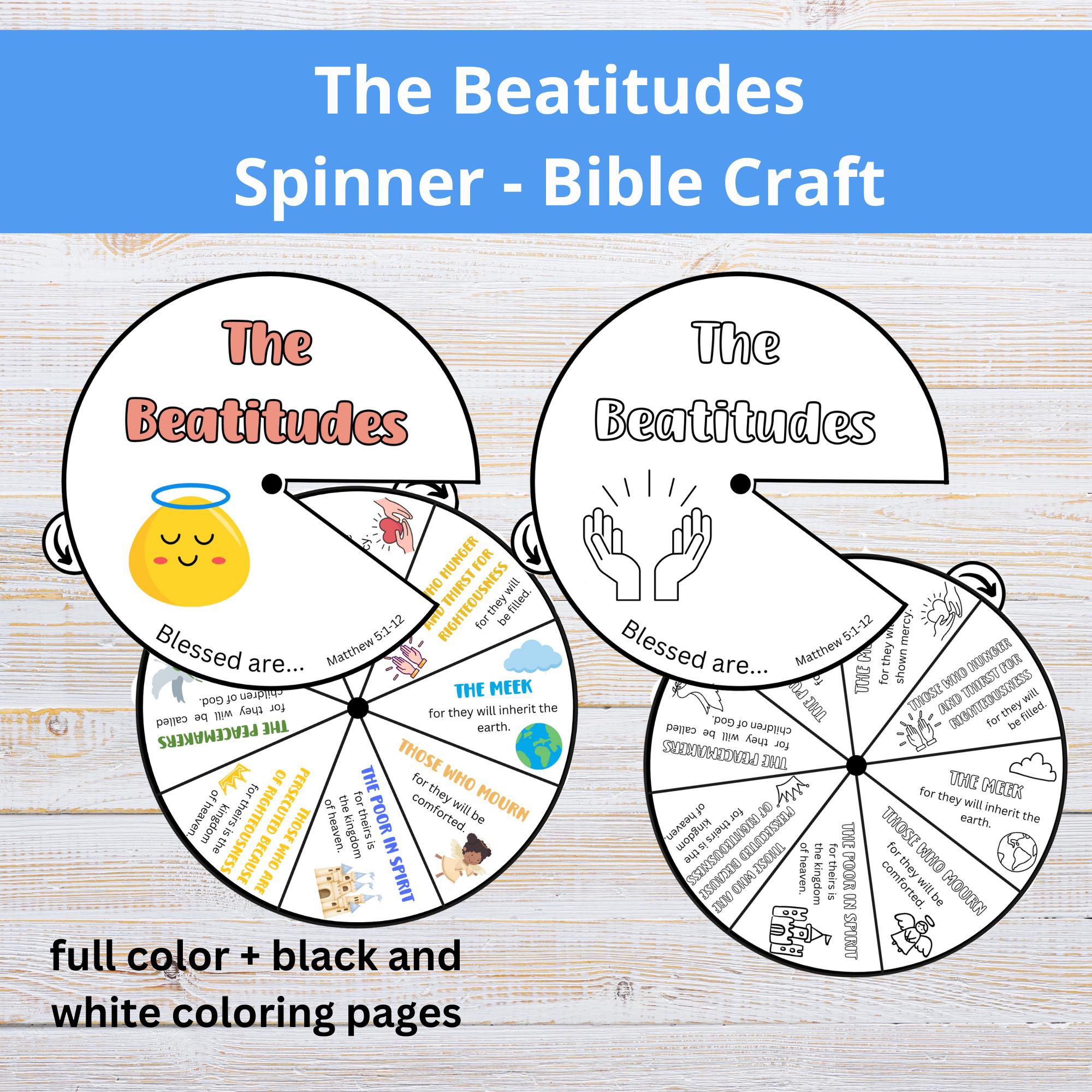 Beatitudes Bible Craft Story Spinner | Beatitudes Coloring Page ...