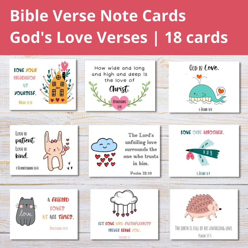 God's Love Bible Verse Note Cards | Printable Scripture Valentines ...