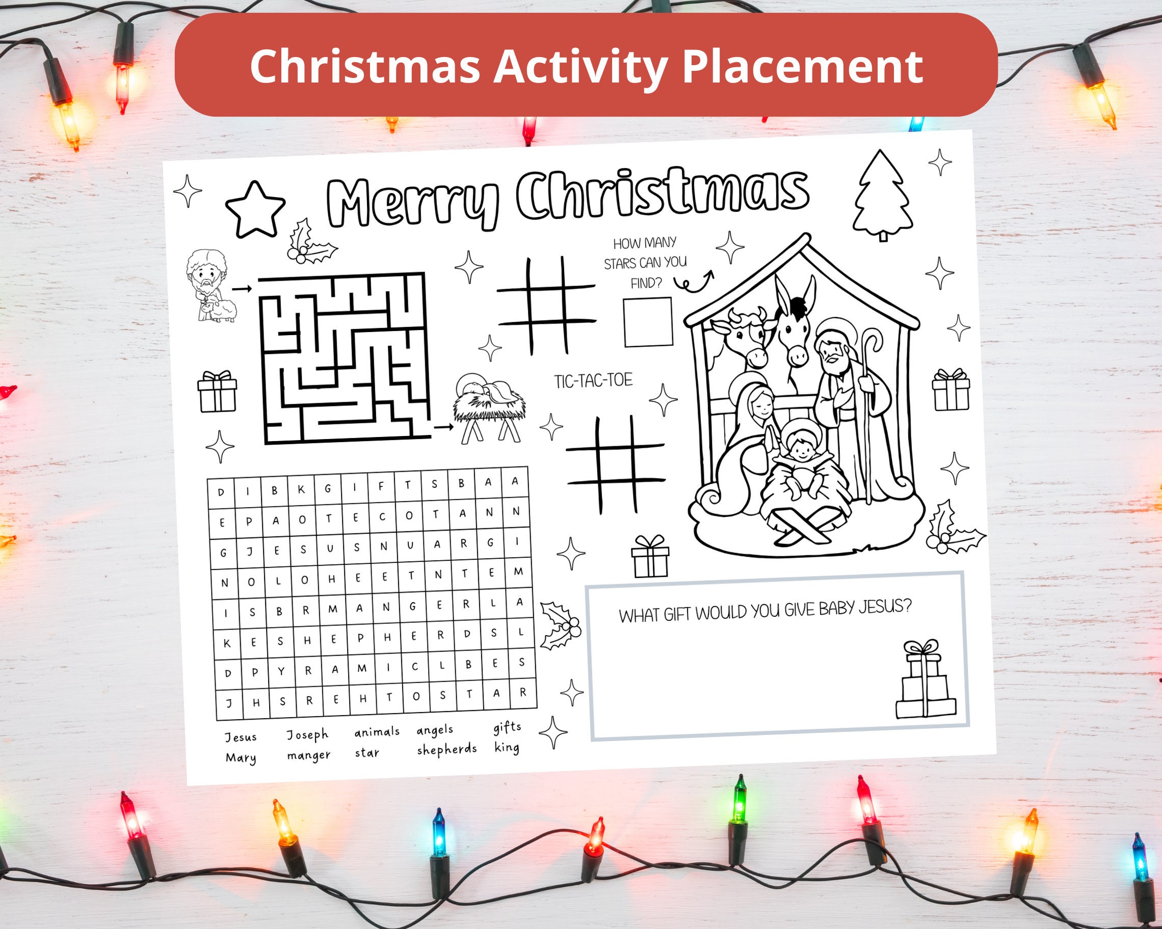 Nativity Christmas Activity Placement | Christmas Coloring Sheet ...