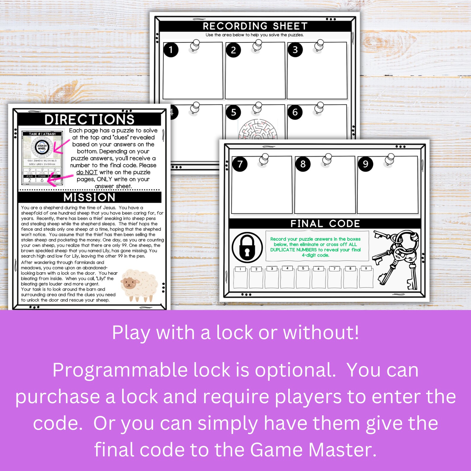 Parable of the Lost Sheep Printable Escape Room for Kids | Bible Escape ...