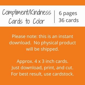 Compliment Cards to Color | Printable Kindness Cards | Friendship Cards ...