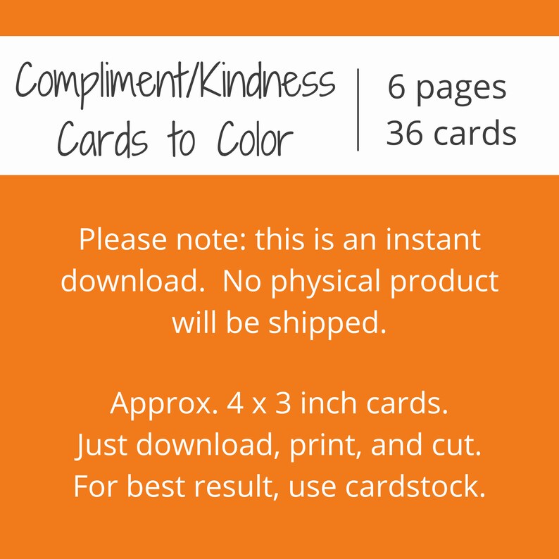 Compliment Cards to Color | Printable Kindness Cards | Friendship Cards ...