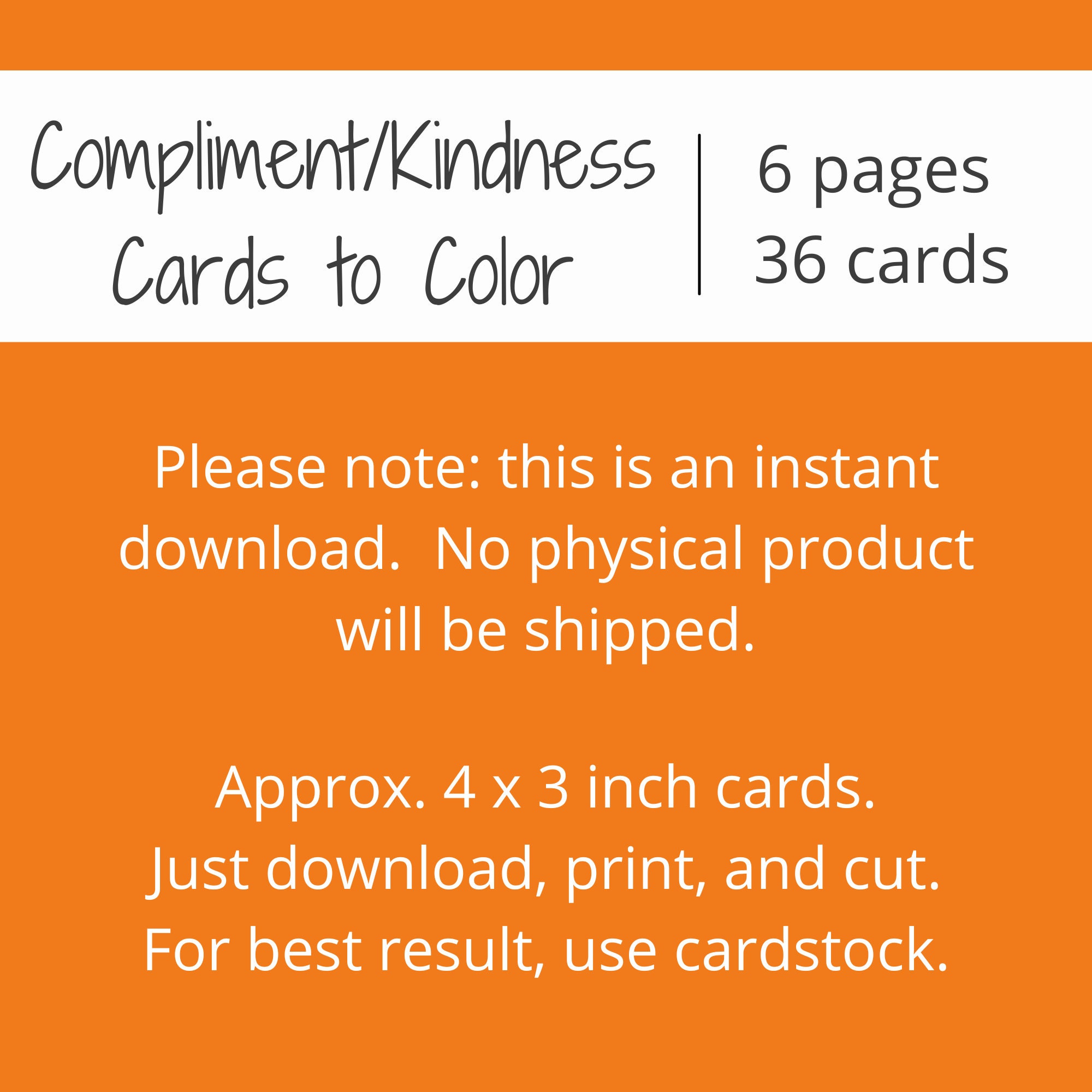 Compliment Cards to Color | Printable Kindness Cards | Friendship Cards ...