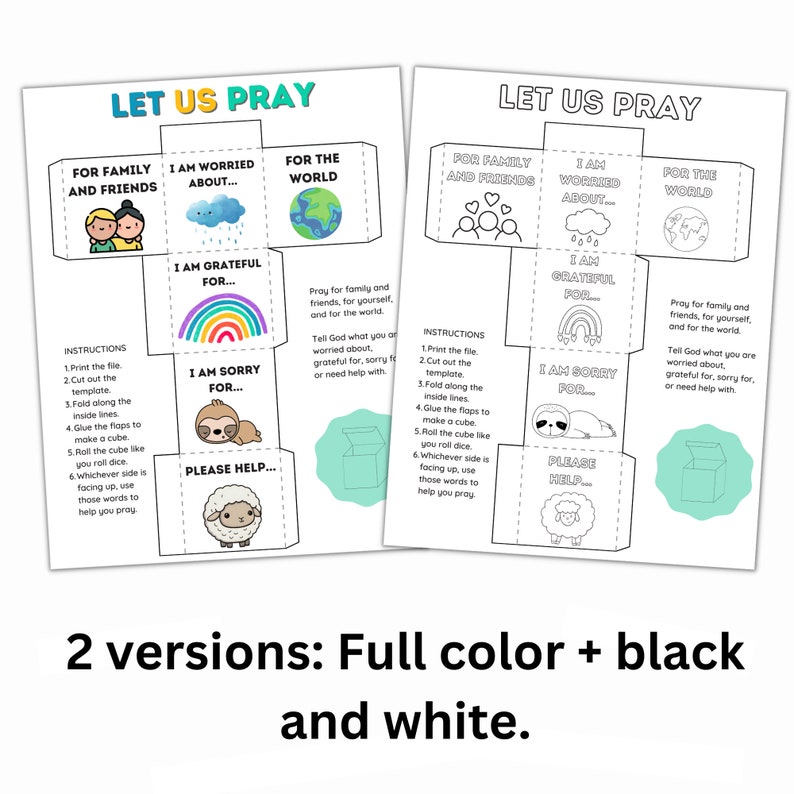 Printable Prayer Cube | ACTS Prayer Dice | Coloring Page | Teach Kids ...