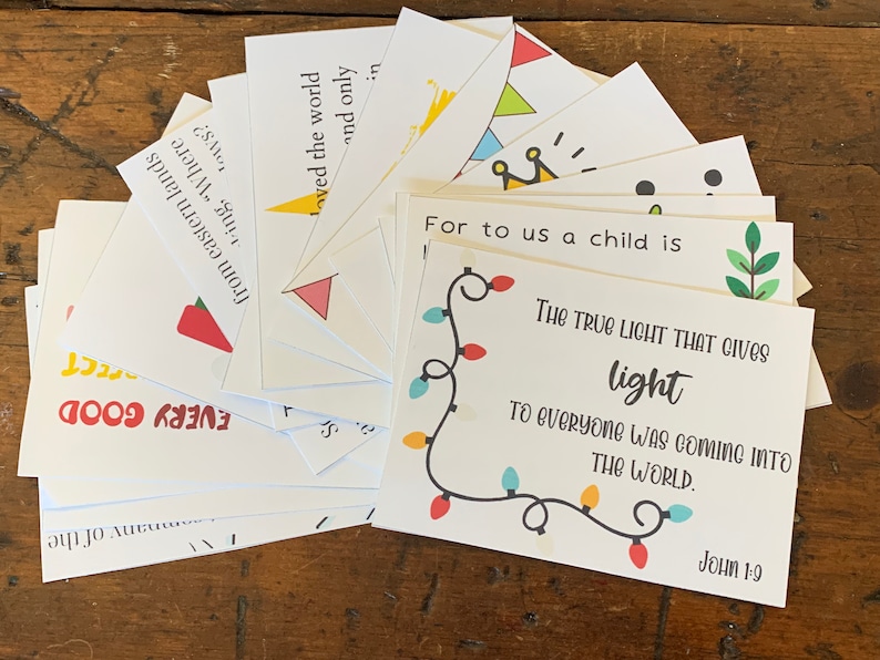 Christmas Bible Verse Note Cards | Printable Scripture Cards for Kids ...