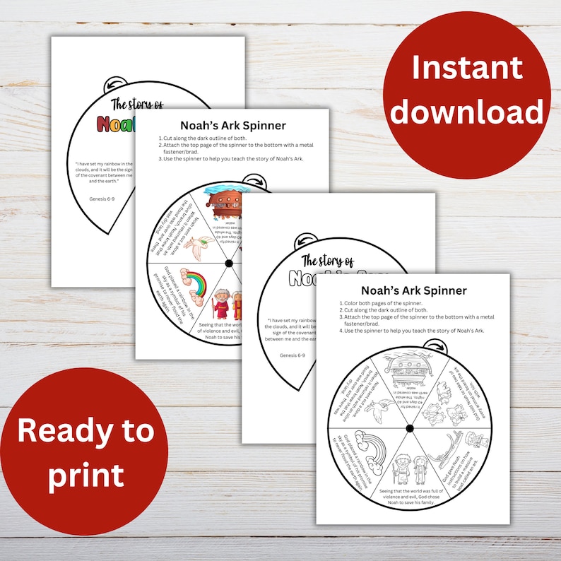 Noah's Ark Printable Bible Craft | Story Spinner | Noah's Ark Coloring ...