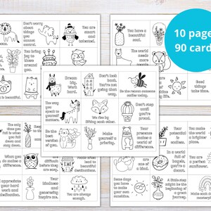 Mindfulness Cards to Color | Printable Kindness Cards | Gratitude and ...
