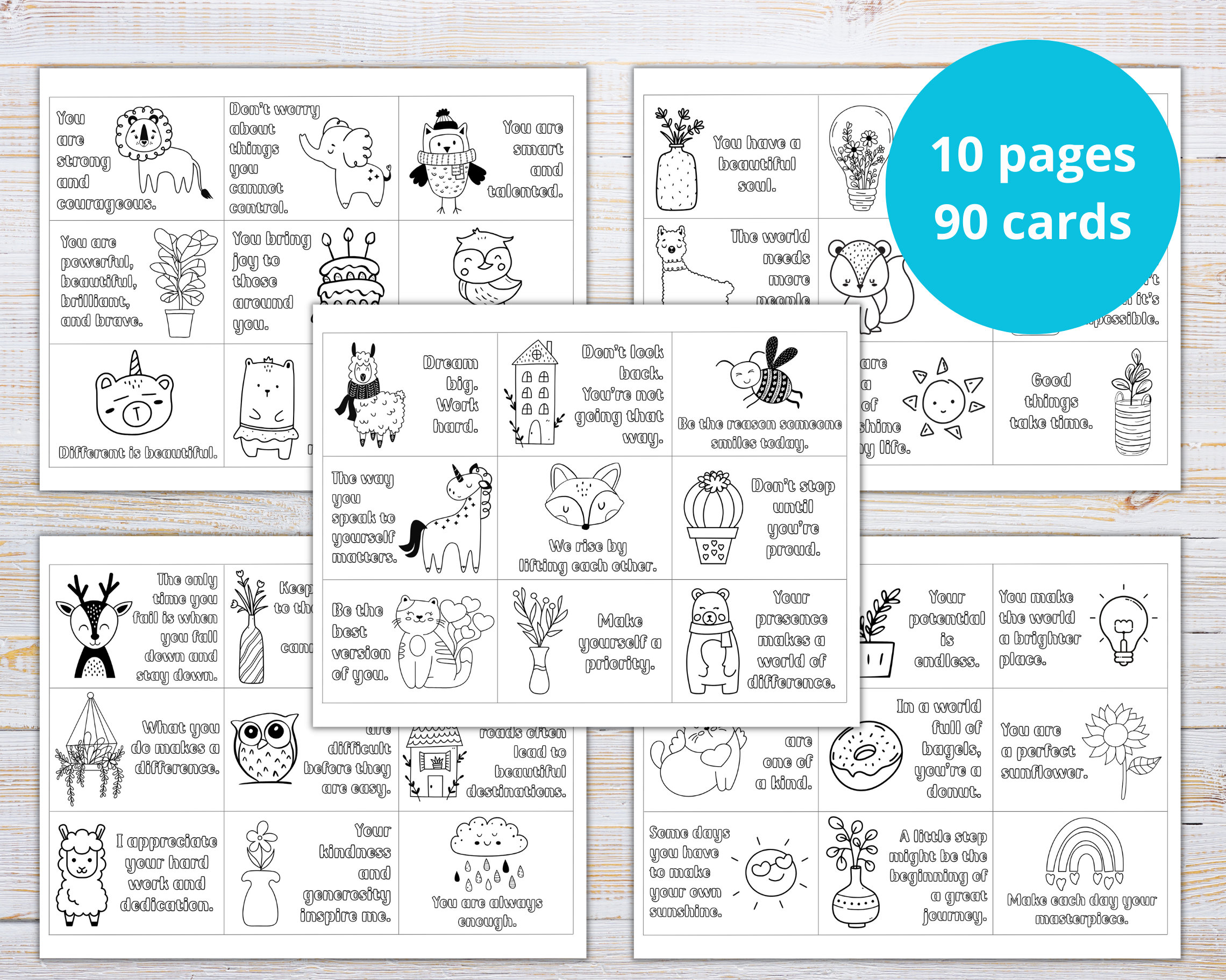 Mindfulness Cards to Color | Printable Kindness Cards | Gratitude and ...