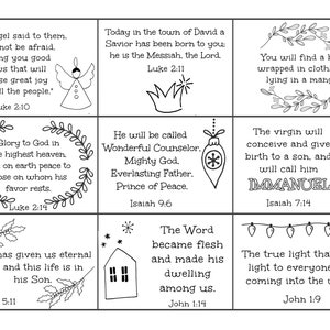 Christmas Bible Verse Coloring Cards - Printable Scripture Cards - Etsy