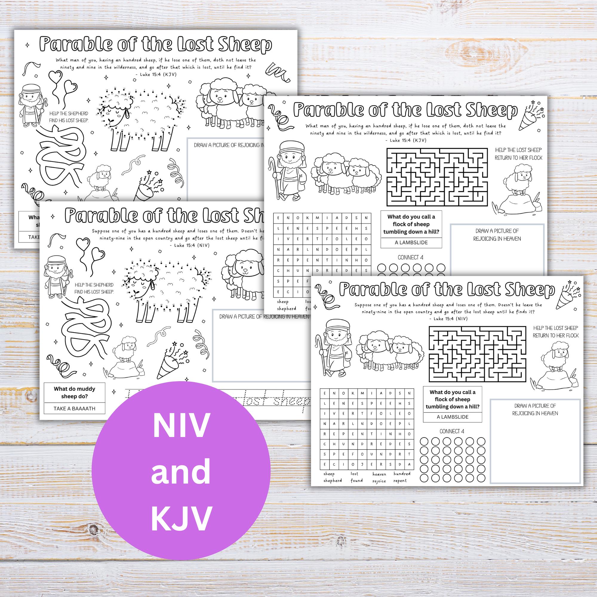 Jesus' Parable of the Lost Sheep Activity Placemat | Sunday School ...