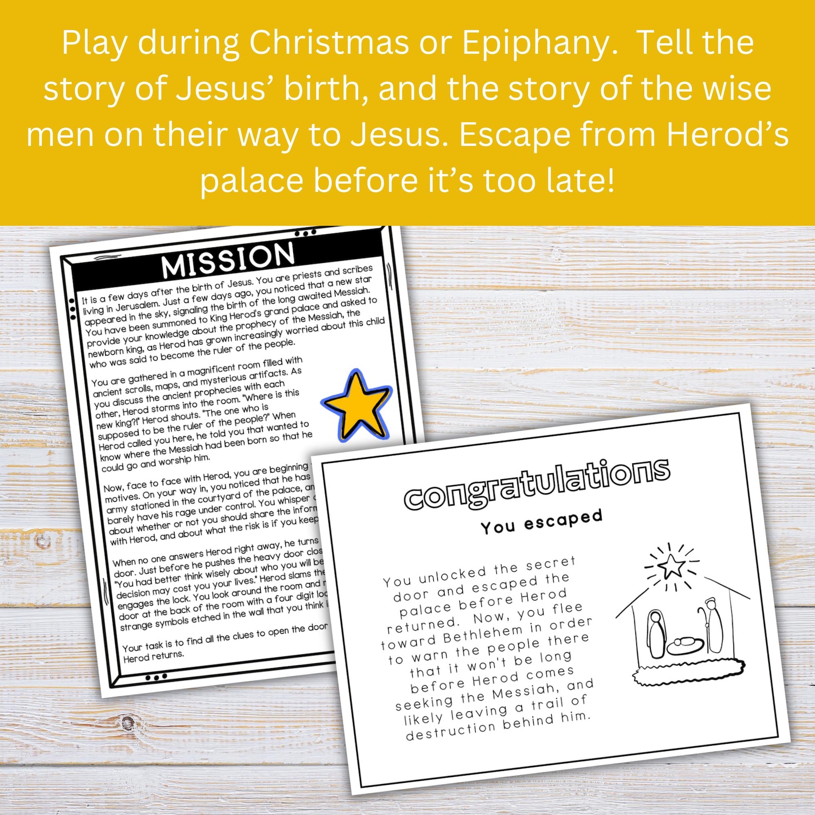 Printable Christmas Escape Room for Kids | Nativity Christmas Escape ...