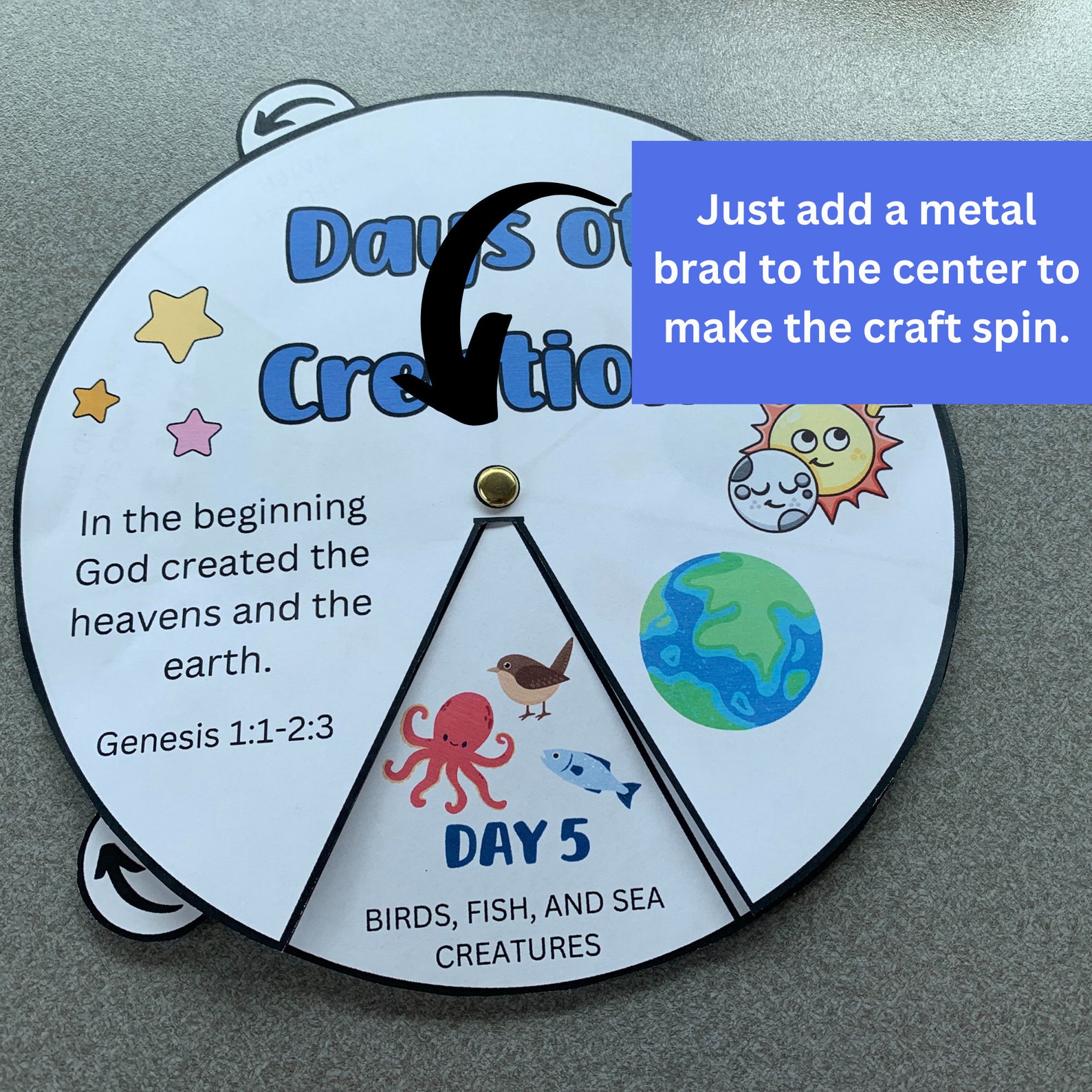 Days of Creation Craft for Kids | Sunday School Bible Craft Spinner ...