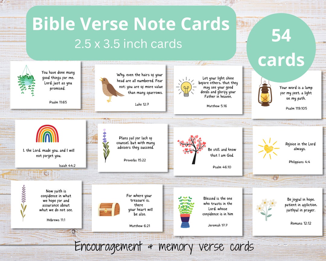 Cute Graphic Bible Verse Note Cards | Mini Scripture Cards | Printable ...