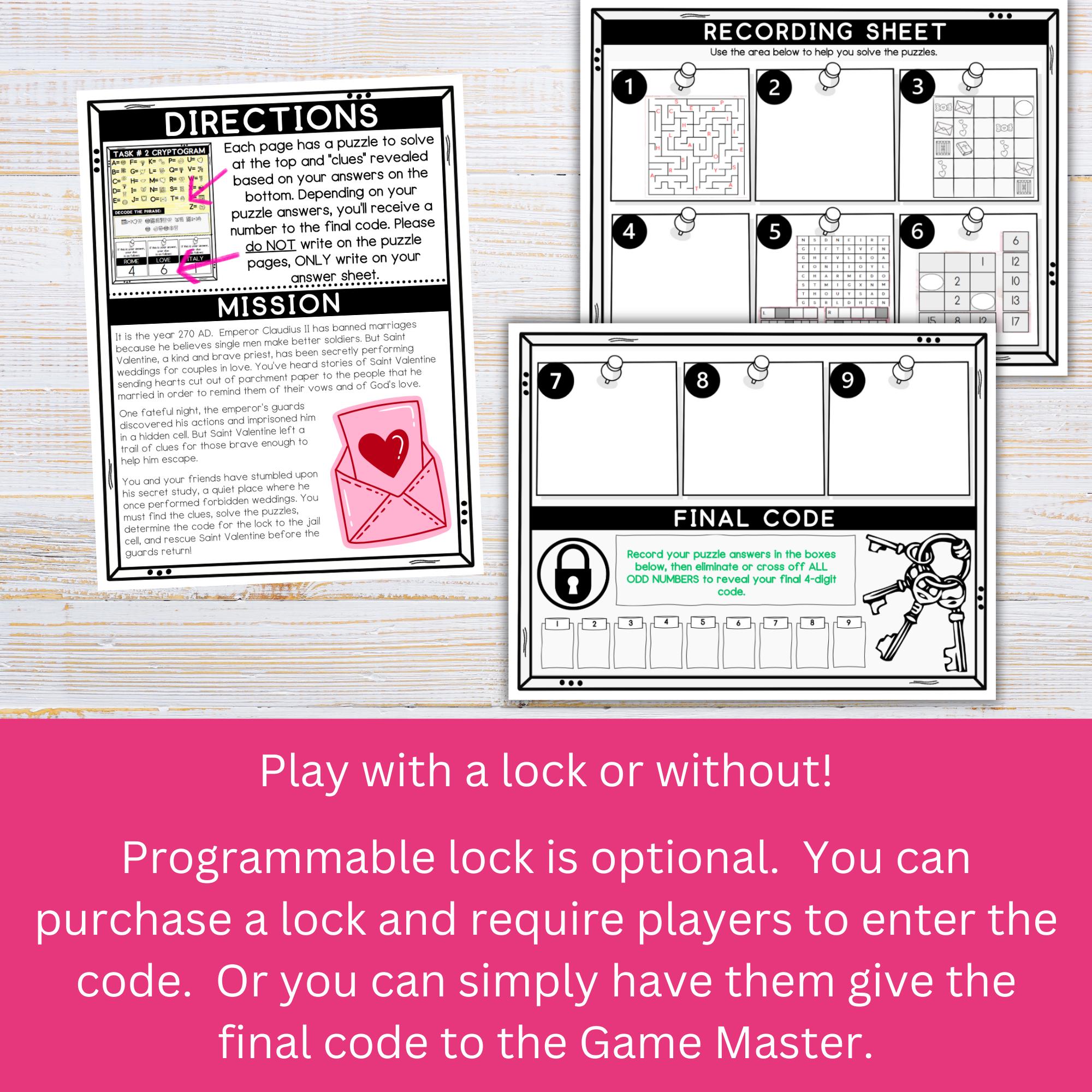 Valentine's Day Escape Room | Saint Valentine Escape Room for Kids ...