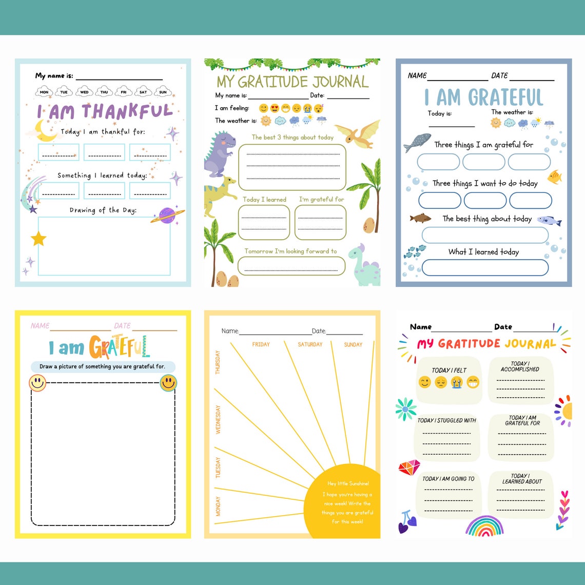 Printable Kids Gratitude Journal Gratitude Journals for Boys and Girls ...