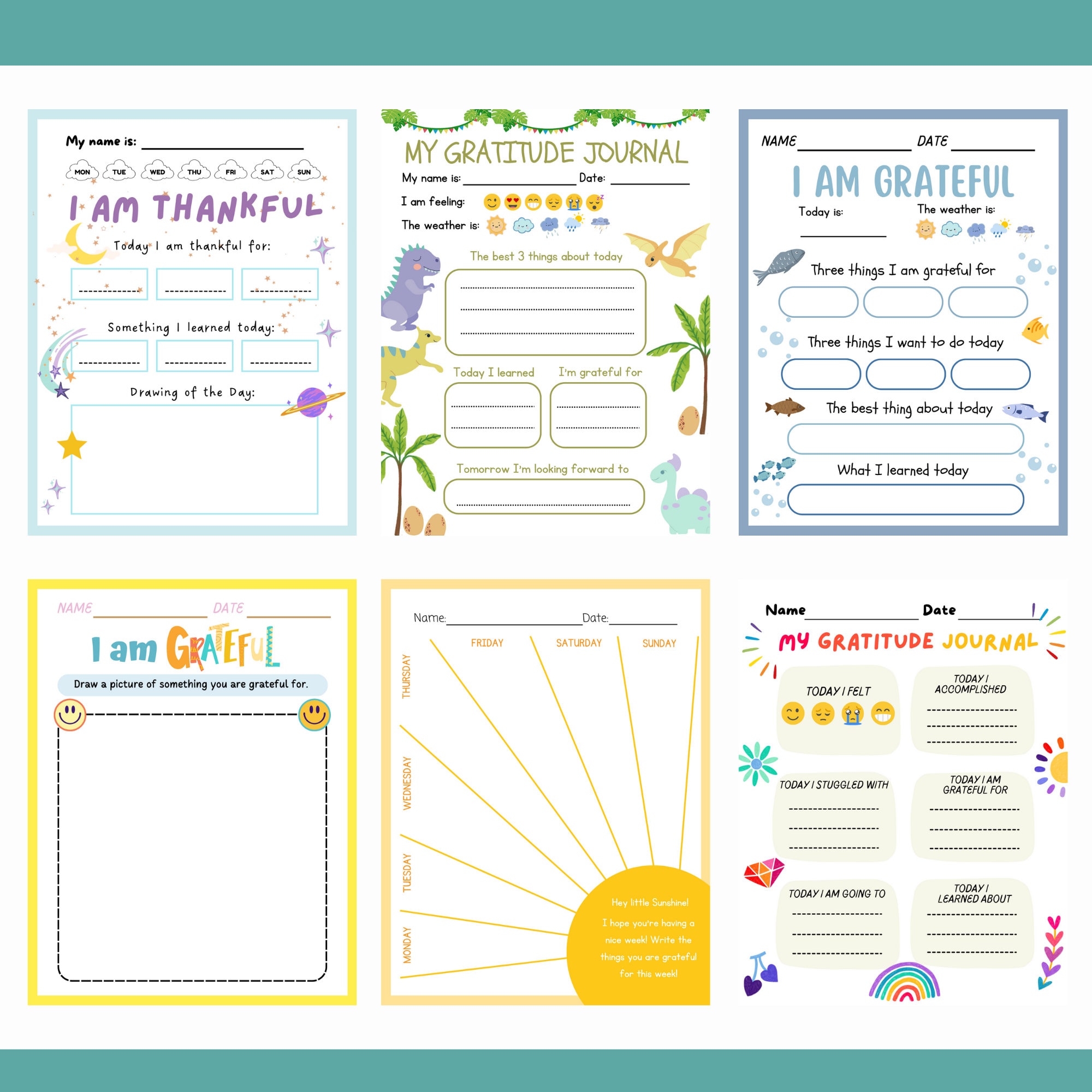 Printable Kids Gratitude Journal | Gratitude Journals for Boys and ...