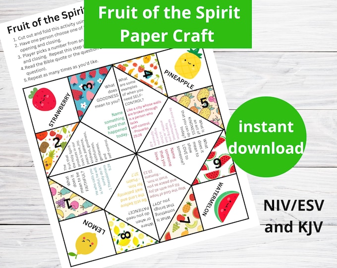 Fruit of the Spirit Printable, Fruit of the Spirit for Kids, Fortune ...