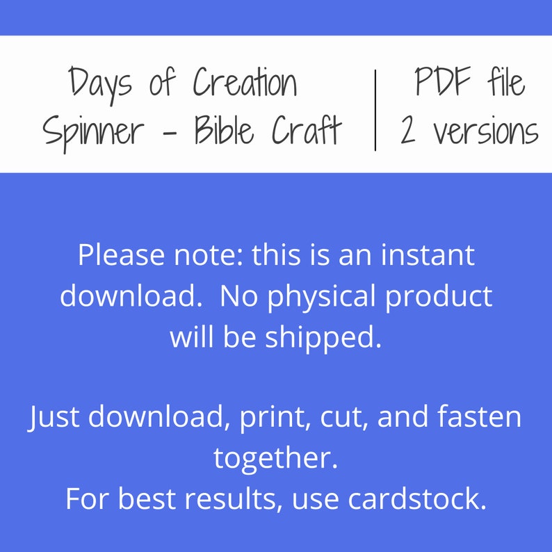 Days of Creation Craft for Kids | Sunday School Bible Craft Spinner ...