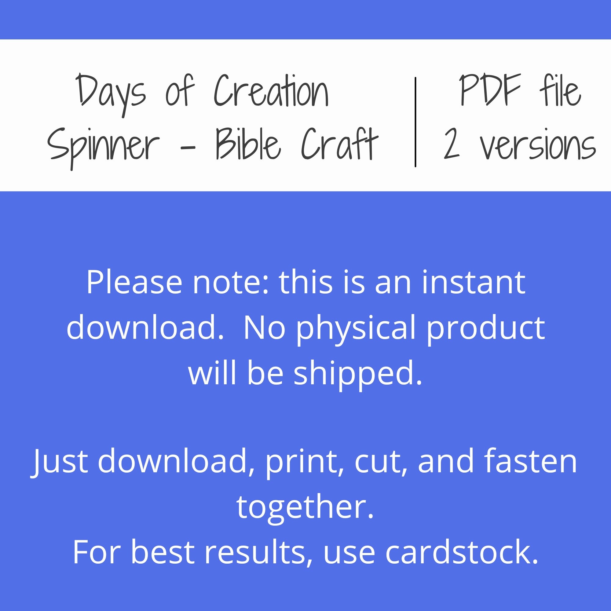 Days of Creation Craft for Kids | Sunday School Bible Craft Spinner ...