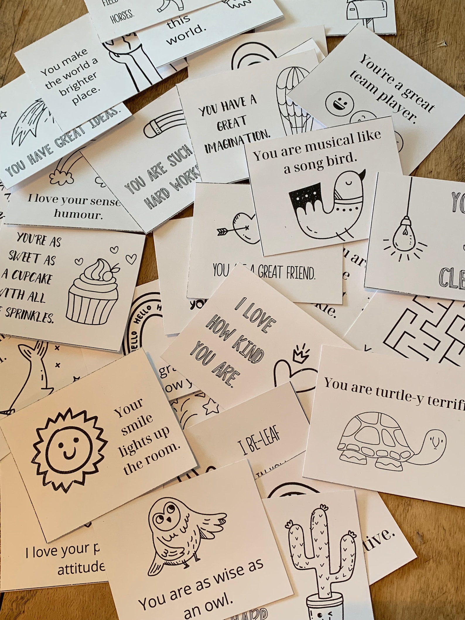 Compliment Cards | Kindness Cards to Color | Printable Positivity Cards ...