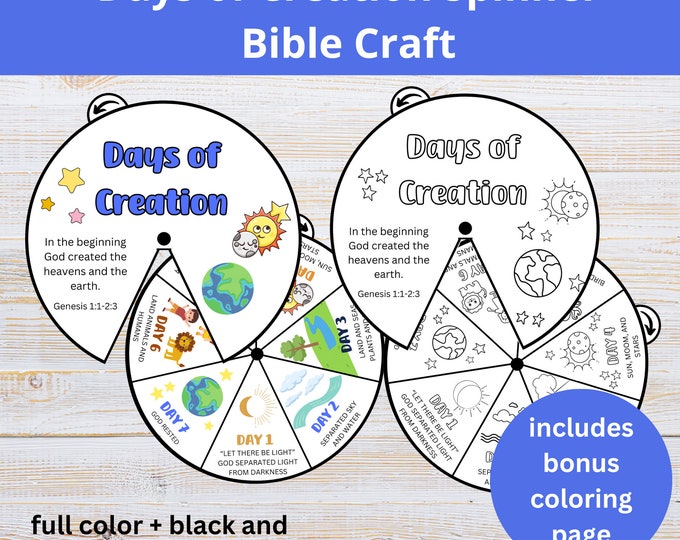 Bible Coloring Pages, Days of Creation, Kids Bible Coloring Book ...