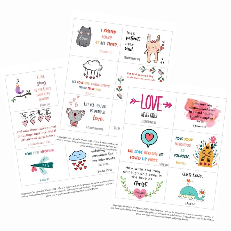 God's Love Bible Verse Note Cards | Printable Scripture Valentines ...