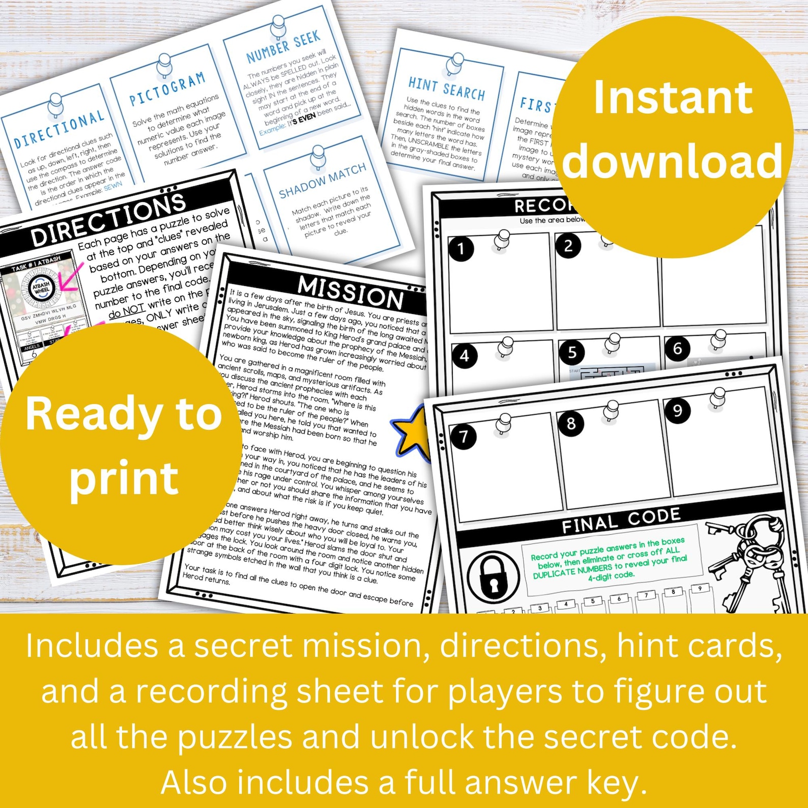 Printable Christmas Escape Room for Kids | Nativity Christmas Escape ...