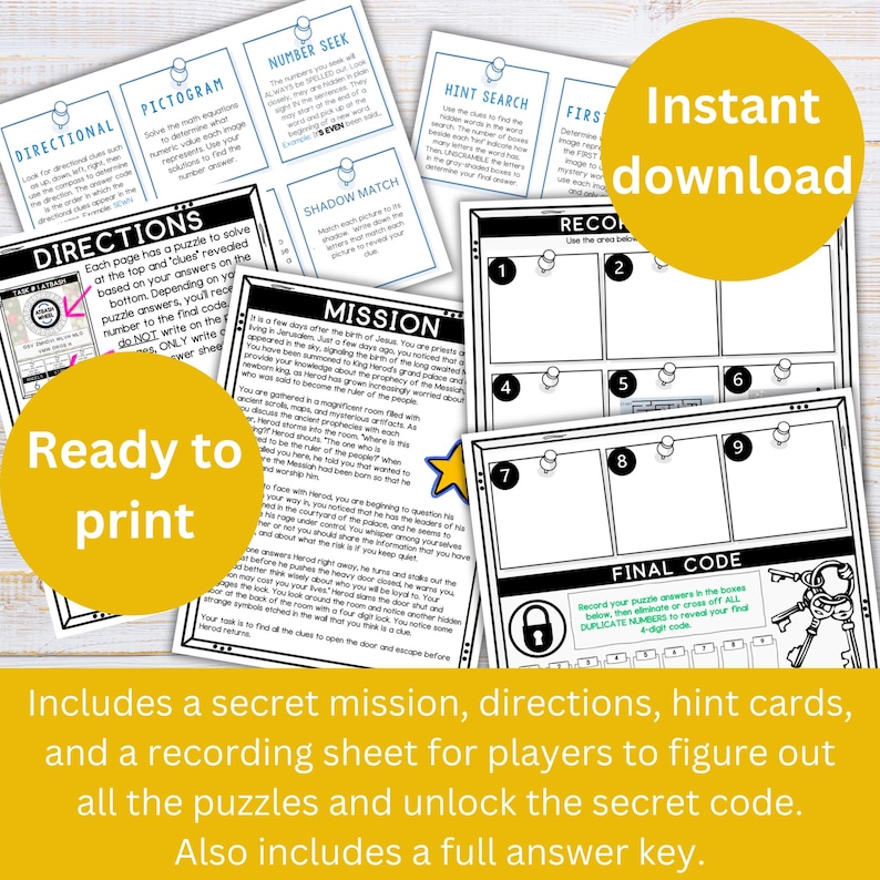 Printable Christmas Escape Room for Kids | Nativity Christmas Escape ...