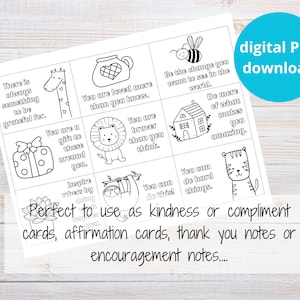 Mindfulness Cards to Color | Printable Kindness Cards | Gratitude and ...