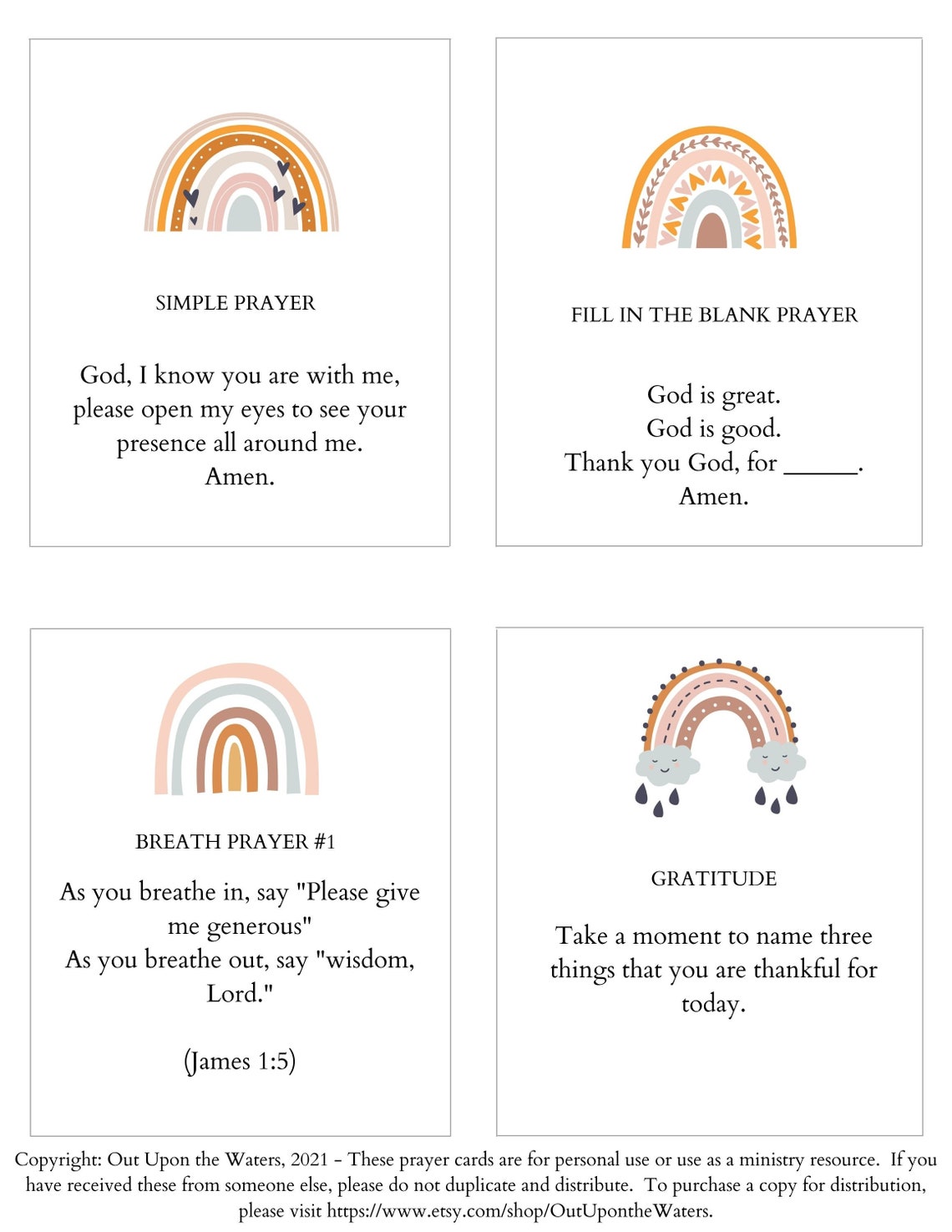 Mealtime Prayer Cards Children's Printable Prayers Lunchbox Notes 3 ...
